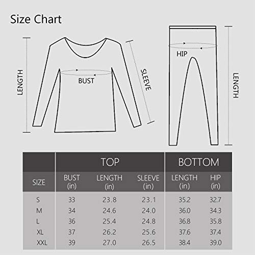 BAMBOOL Cool Women's Thermal Underwear Set with Fleece Lined Bamboo Midweight Thicken Top and Bottom Set Long Johns Winter Warm Underwear Set for Women