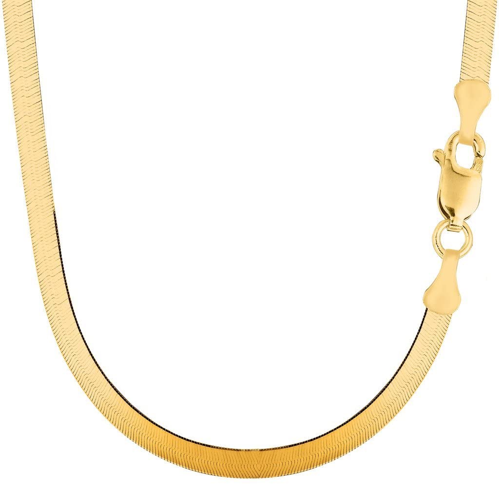 The Diamond Deal 14k Solid Yellow Gold 6.00mm Shiny Imperial Herringbone Chain Necklace or Bracelet for Pendants and Charms with Lobster-Claw Clasp (16" And yellow-gold)