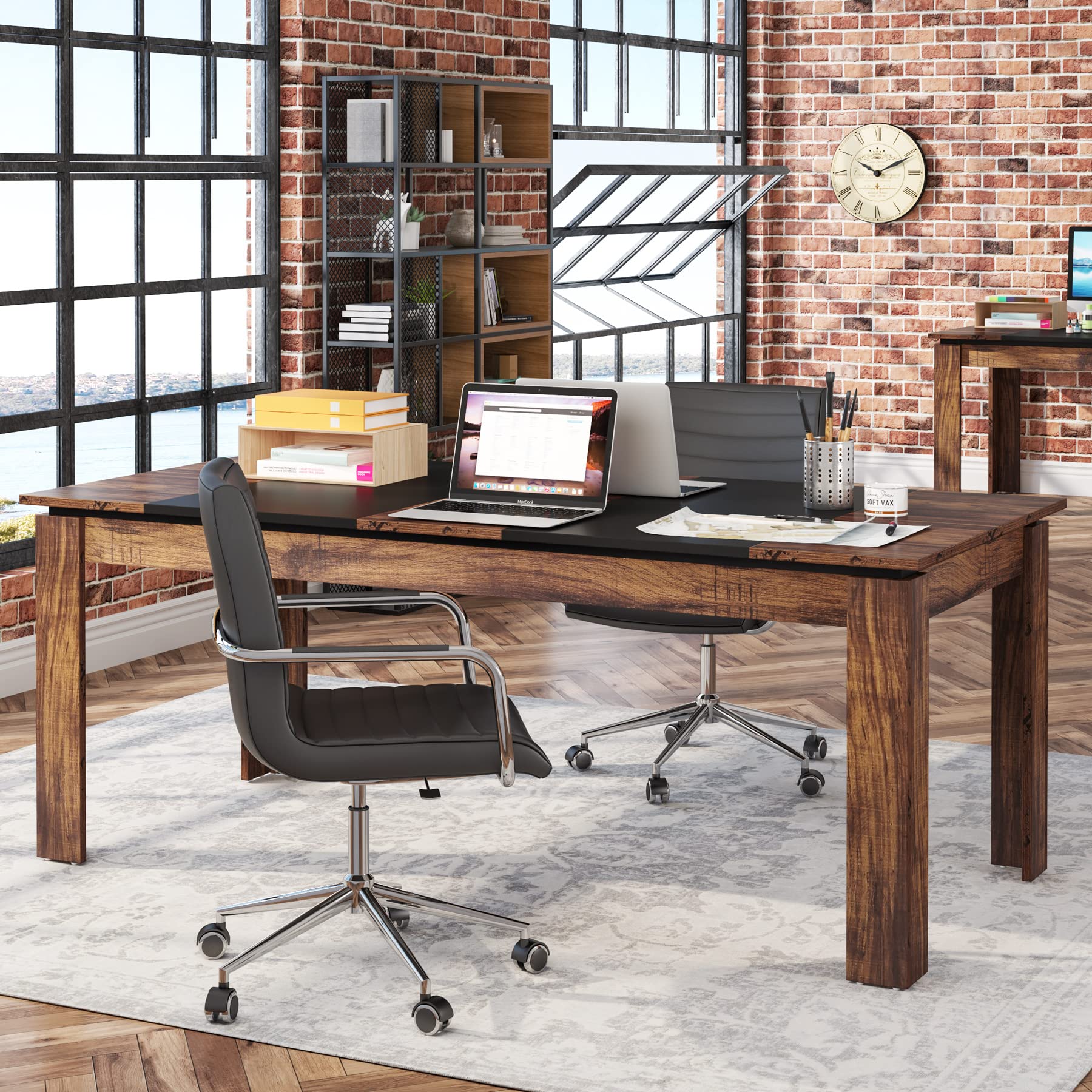 Tribesigns Rustic 6FT Conference Room Table for 4-6 Person, Rectangular Meeting Table, 71L * 33 W inches Executive Desk,Large Crafting Table for Office, Boardroom .Basement