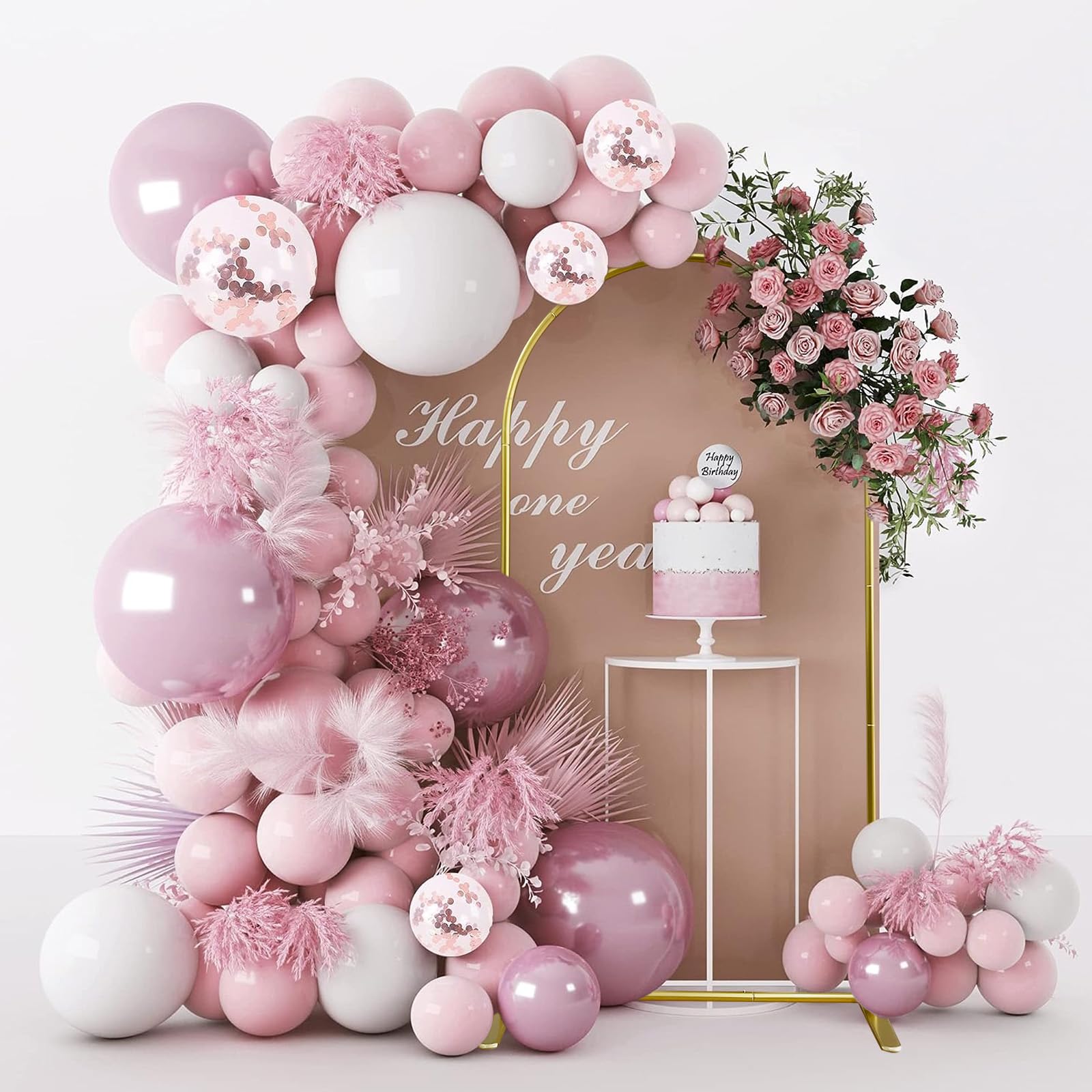 WORFEI 6.6FT Gold Aluminum Arch Backdrop Stand, Square Balloon Arch Stand Wedding Frame for Birthday Party, Baby Shower, and Ceremony Decoration