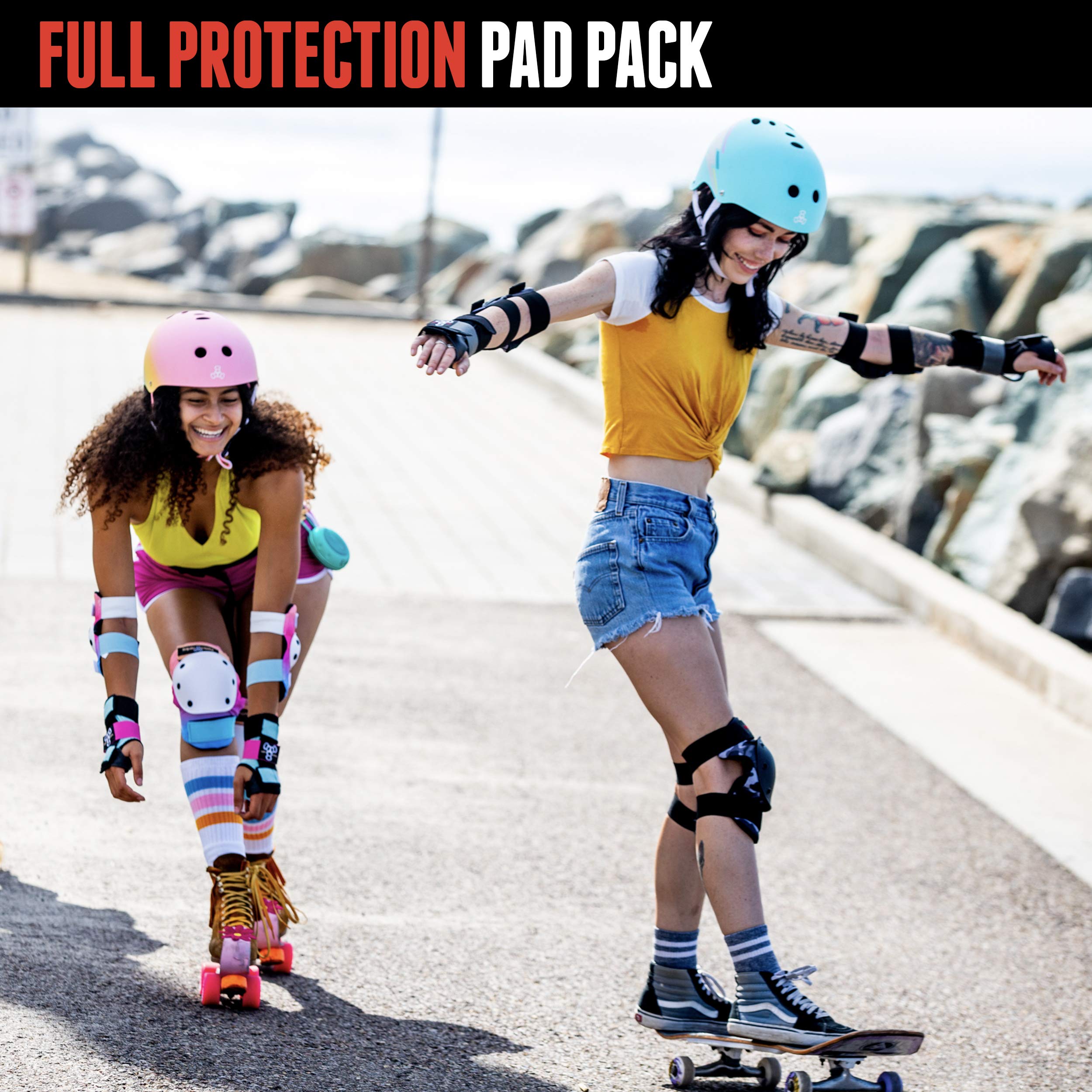 Triple Eight Saver Series Pad Set with Kneesavers, Elbowsavers and Wristsavers, Large, Shaved Ice
