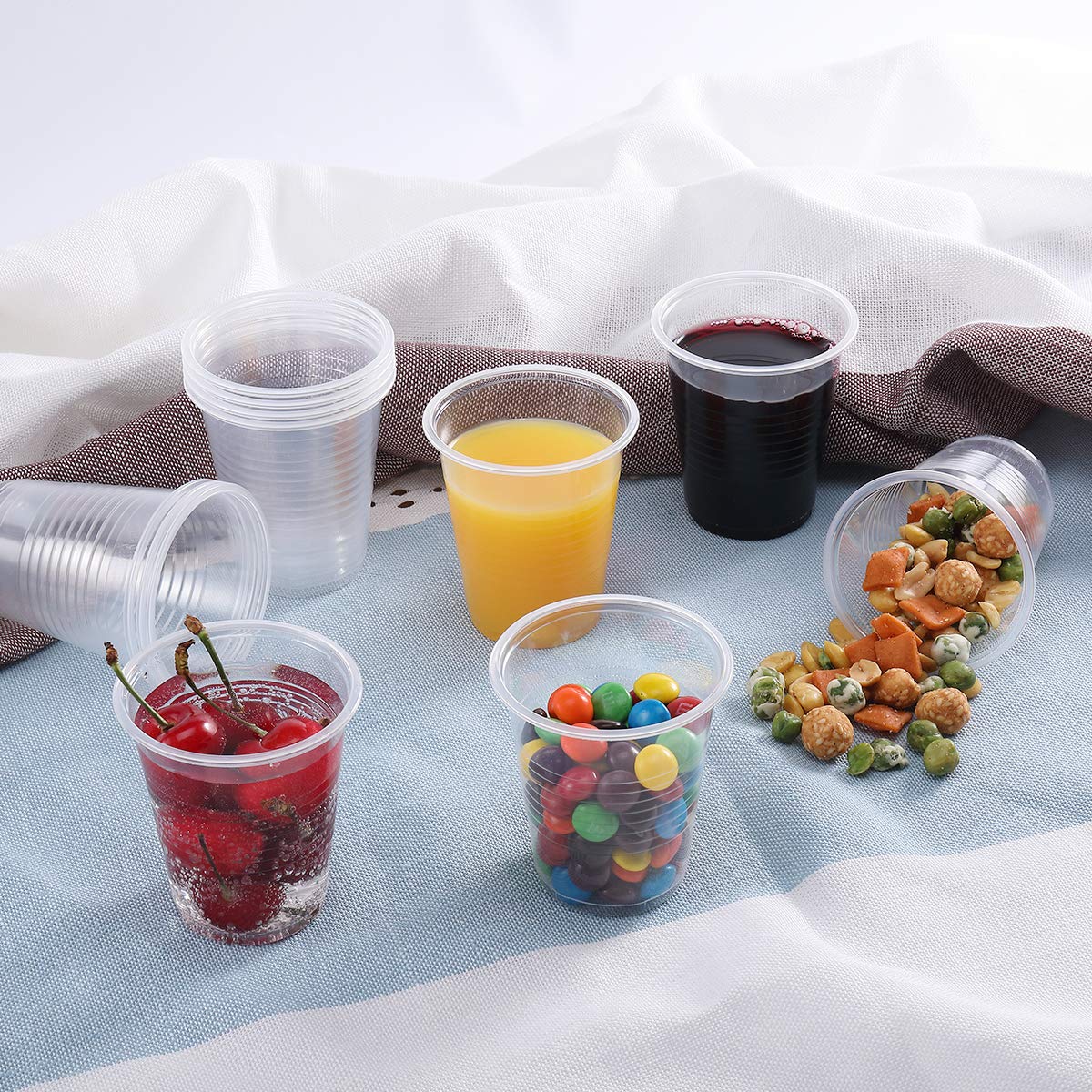Turbo Bee 500 Pack 5 OZ Clear Plastic Cups,Disposable Mouthwash Cups,5 Ounce Cups-Party Cups Ideal for Whiskey, Drinking Tasting, Food Samples
