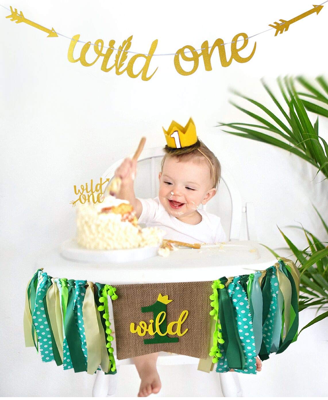 Wild One Birthday Decoration, Safari Baby First Bday Decor Kit, Jungle 1st Bday Party Balloon Set
