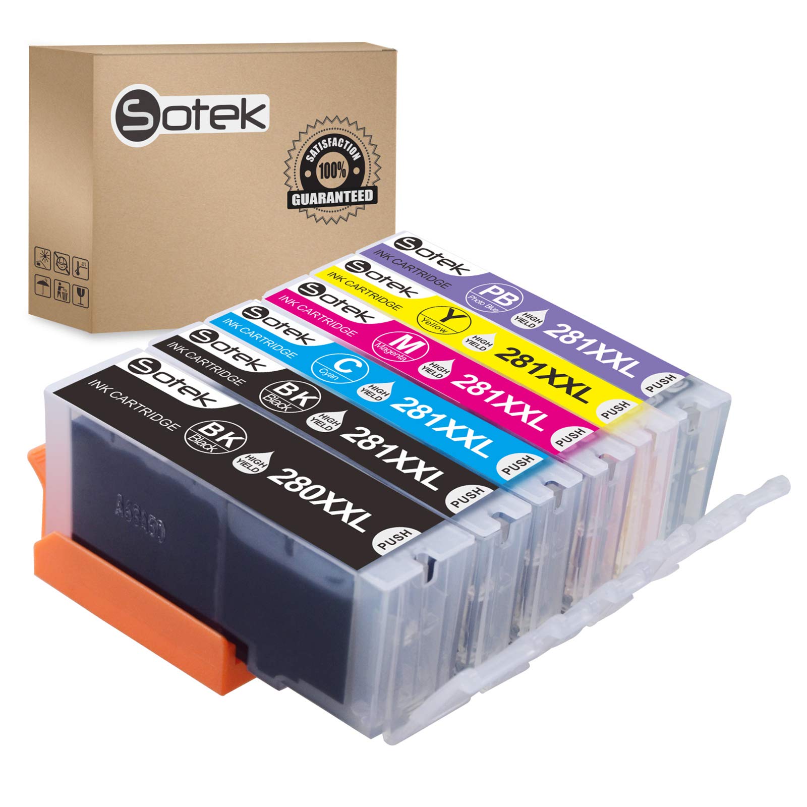 Sotek Compatible PGI-280XXL CLI-281XXL 280XL 281XL 280 281 Ink Cartridges, Use with PIXMA TS9120 TS8120 TS8220 TS8320 TS8322 TS9120 TS8100 TS8200 TS8300 Printers (with Photo Blue)