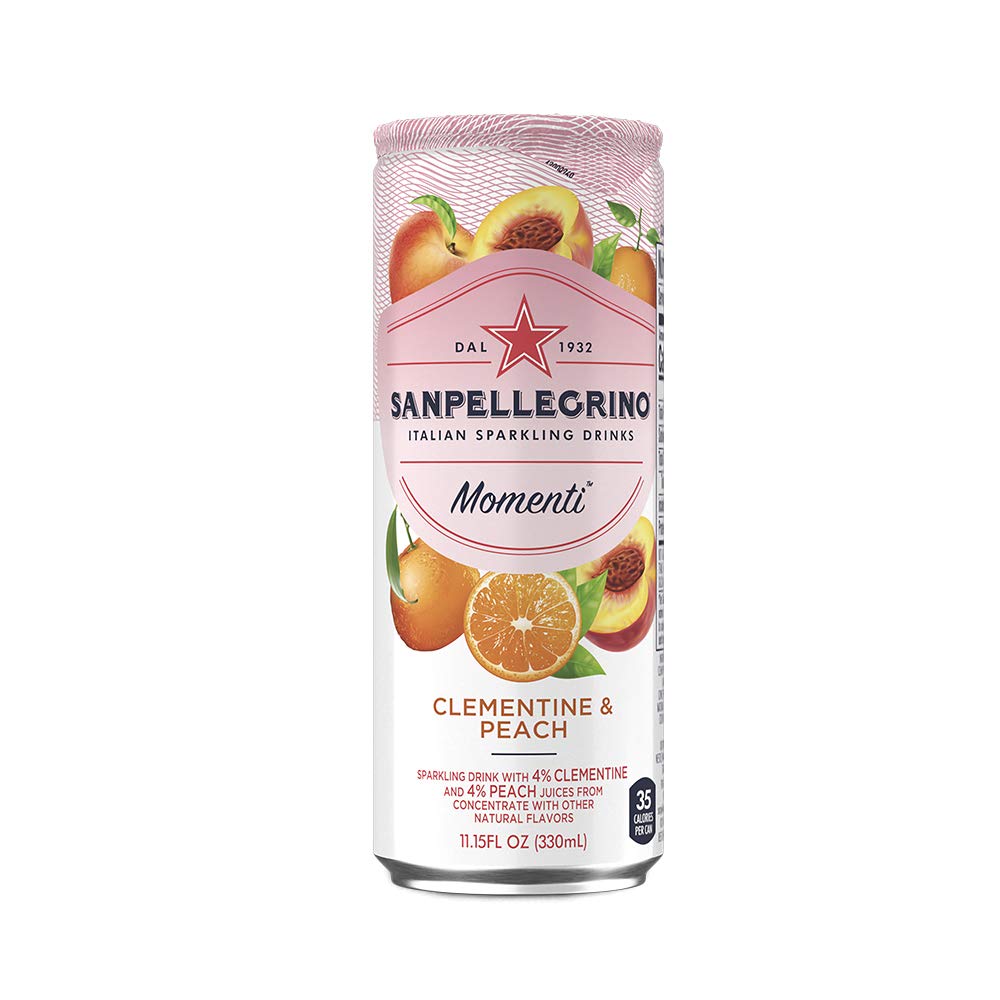 Sanpellegrino Momenti Clementine and Peach Flavored Sparkling Drink, 11.15 Fl Oz (Pack of 24)