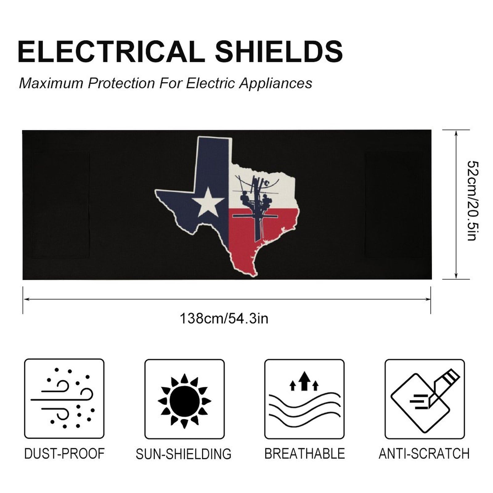 Texas State Outline with Flag Lineman Washer and Dryer Covers Machine Top Cover Fridge Dust Cover for Home Kitchen