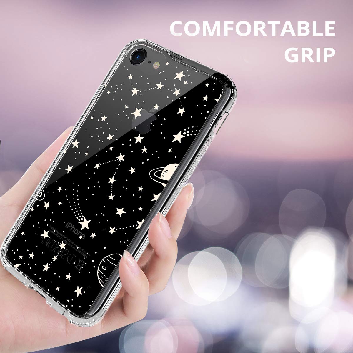 Townshop iPhone SE (2022) / iPhone SE (2020) Case/iPhone 8 Case/iPhone 7 Case, Clear Design Shockproof Scratch Resistant Case for Apple iPhone SE 2022 / SE 2020 / iPhone 8 / Apple iPhone 7- Universe