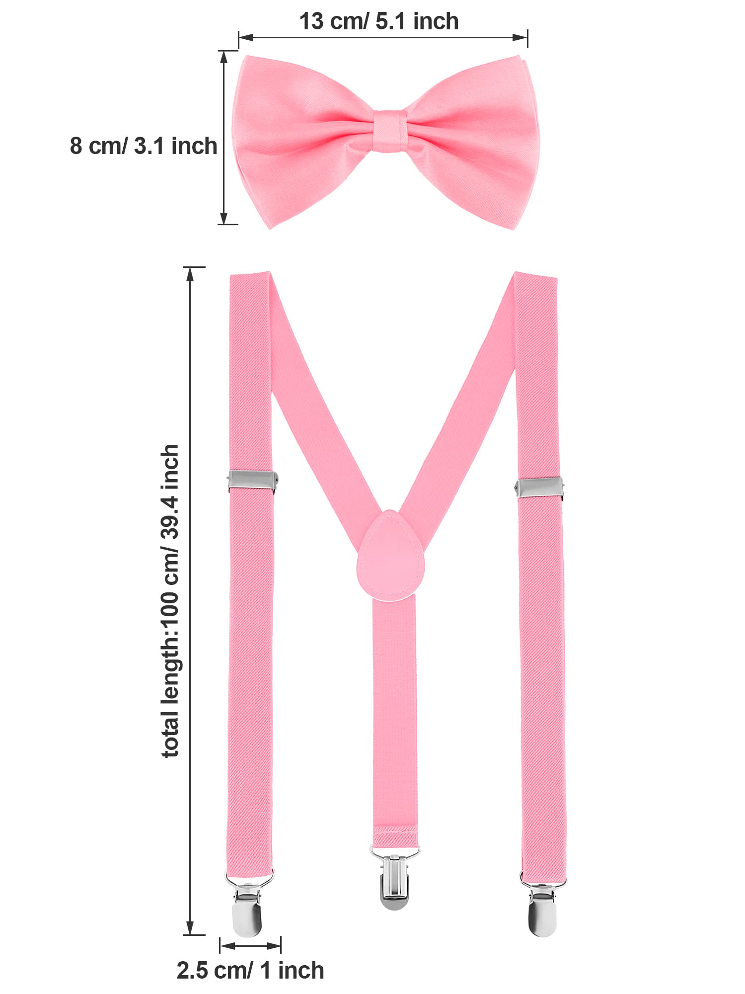 Suspender Bow Tie Set Clip On Y Shape Adjustable Braces, 80s Suspenders Shoulder Straps for Halloween Cosplay Party