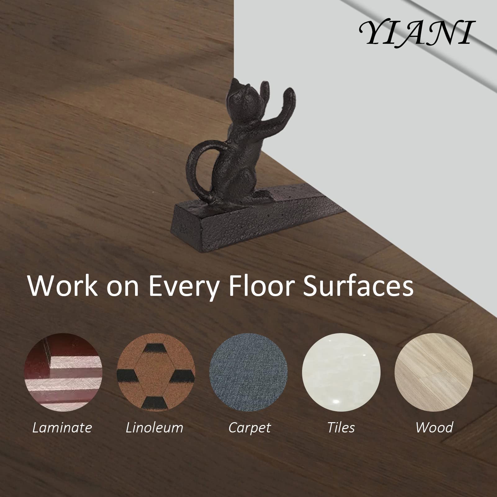 YIANI Door Stopper- 10015651-V1-Cast Iron Cat Scratching Door Stopper (Set of 1)