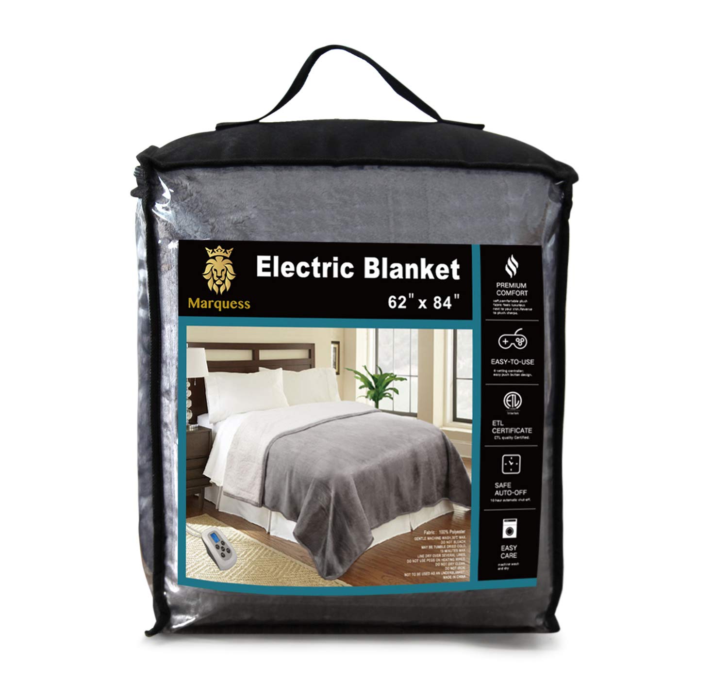 Twin Electric Blanket Heated Sherpa and Reversible Flannel Washable Throw,Fast-Heating Full Body Warming Soft with 10 Heat Settings/Safety 10 Hours Auto-Off Controller (62x84''Linen