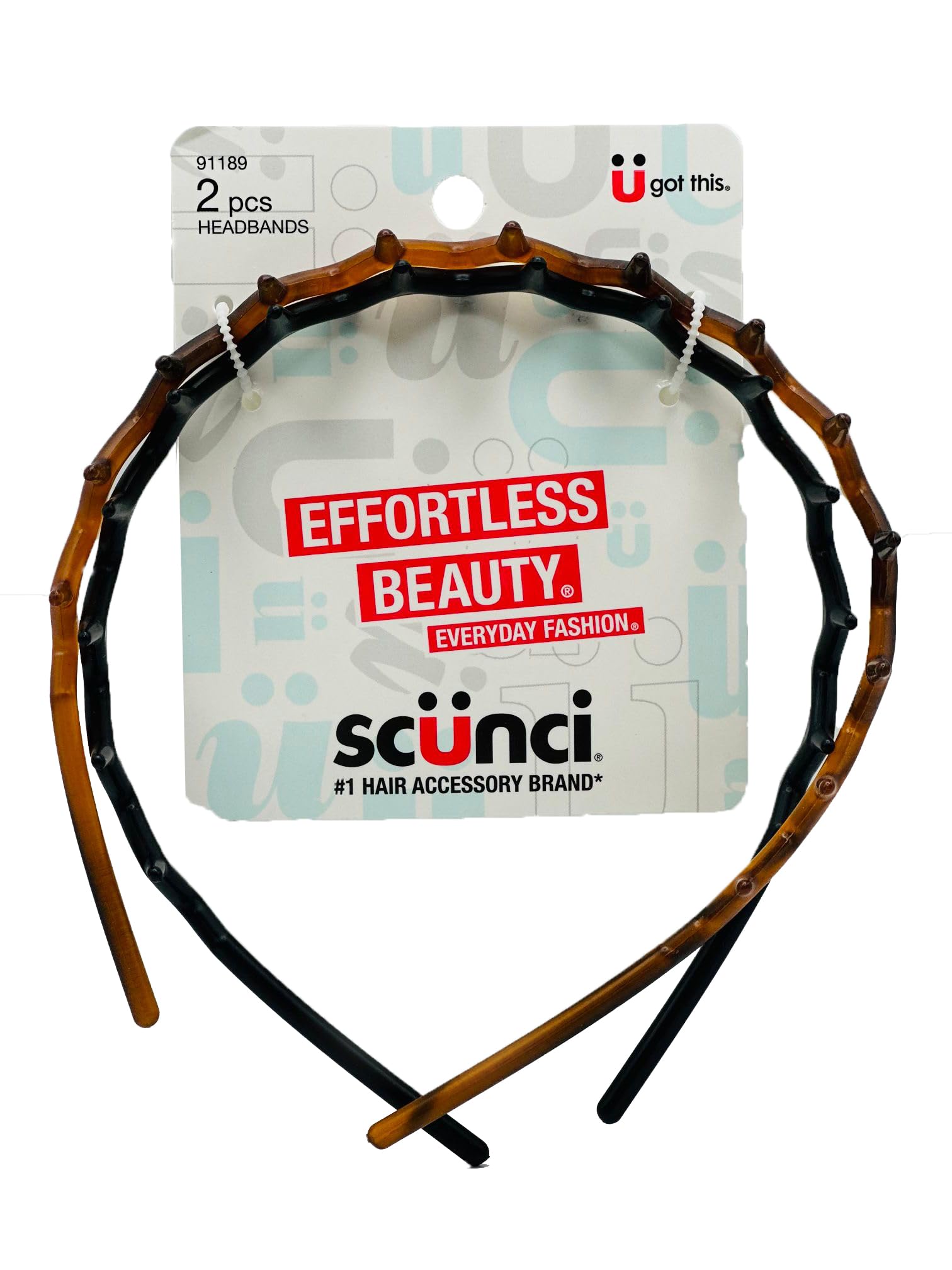 Scunci Effortless Beauty Headbands, 1-Inch Wide, 2-Count (1-Pack)