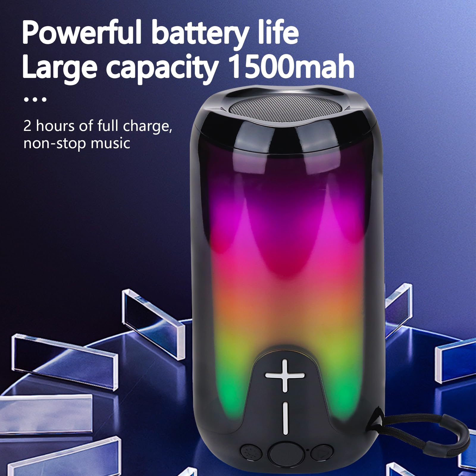 TGUCITESEN Bluetooth Wireless Speaker LED Color Light Speaker Outdoor Speaker Subwoofer Wireless Speaker Bluetooth 5.3 TWS/TF Card/USB/AUX, for Party, Camping, Outdoor, etc. (Black)