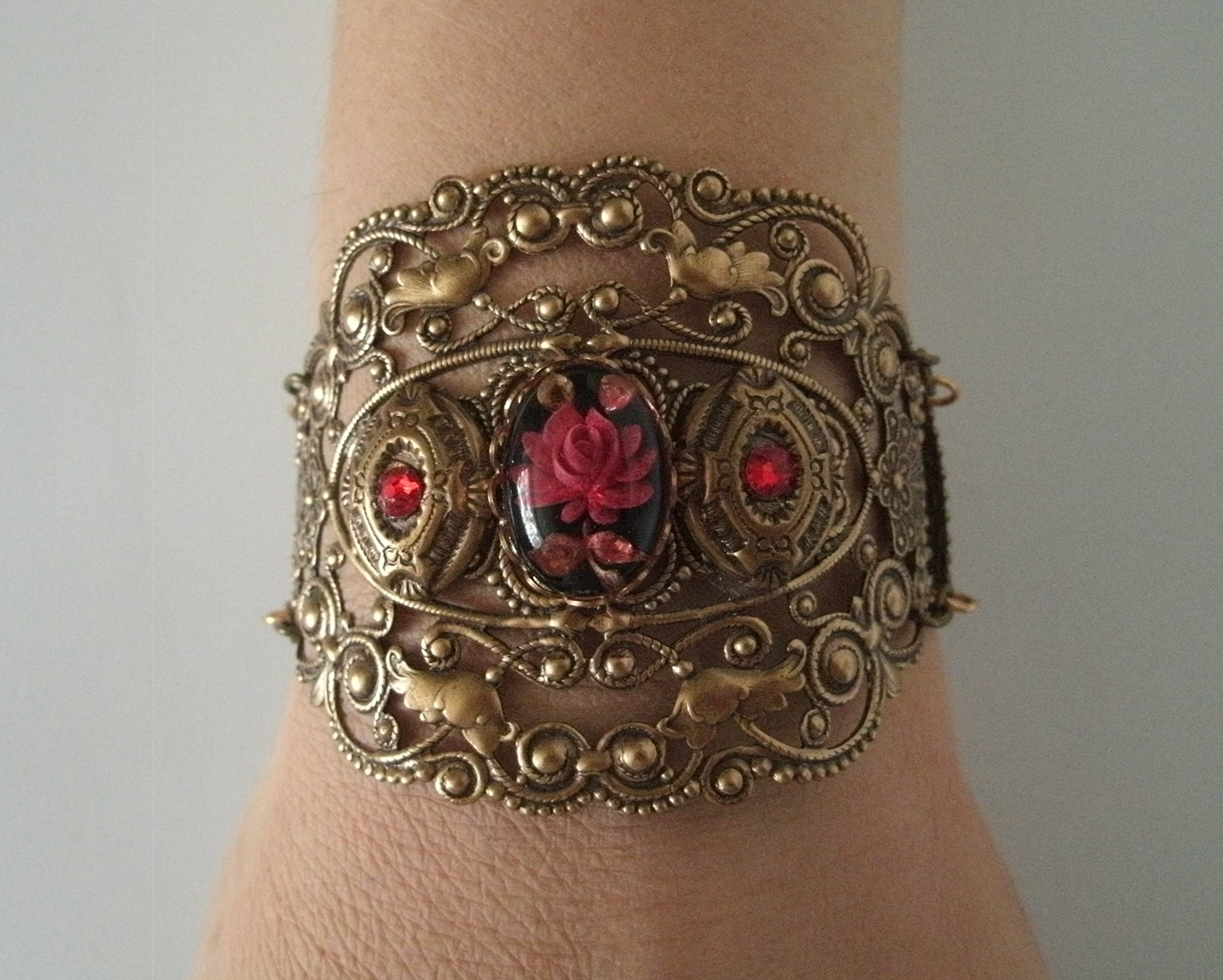 Rose Cuff Bracelet, handmade jewelry gothic victorian edwardian art nouveau steampunk art deco