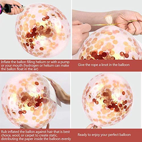 Rose Gold Confetti Latex Balloons, 50 pack 12 Inch White Helium Balloons for Birthday Party Decorations