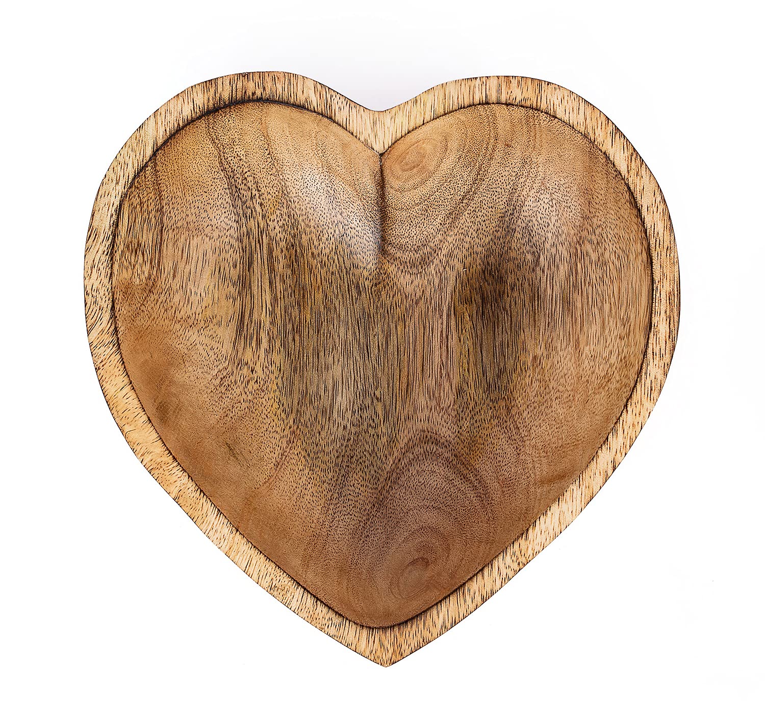 WitnyStore 8" Heart Shaped Bowl - Functional and Collectible Bowl - Handcrafted Wooden Bowl for Serving Candy Nuts Desserts Fruits or Accent Decor Gift for Any Occasion - 8" Brown