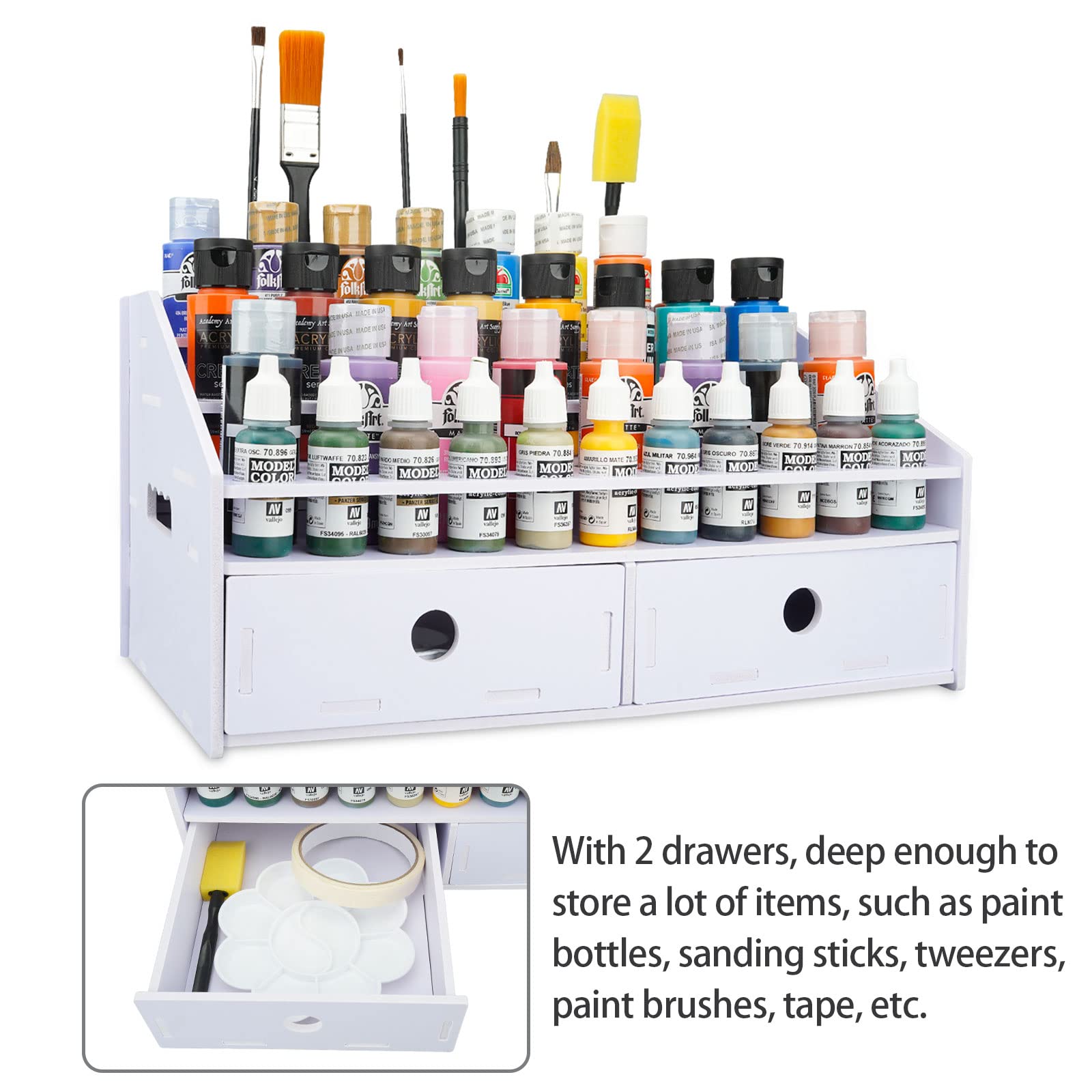 SANFURNEY Paint Rack Stand Pigment Ink Bottle Paints Tool Storage with Cabinet Holder Organizer for 57 Bottles of Paints