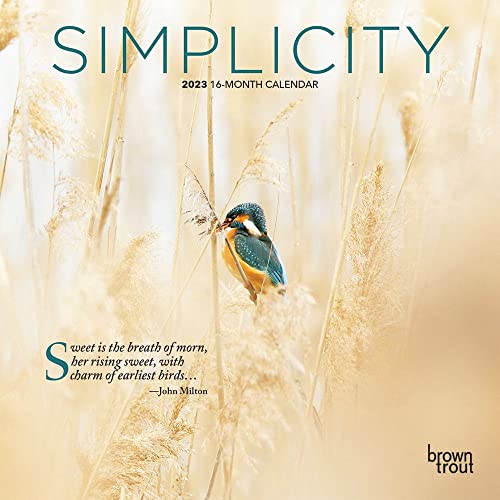 Simplicity | 2023 7 x 14 Inch Monthly Mini Wall Calendar | BrownTrout | Colorful Photography Inspiration Quotes