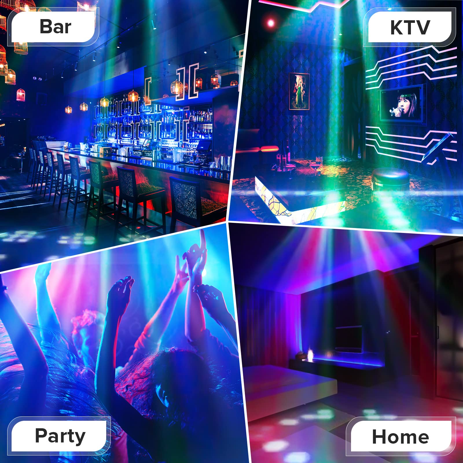 U`King Stage DJ Lights 128 LED Pattern Sound Activated Party Light Moonflower Strobe Lighting Effect for Dance Club Wedding Disco Events