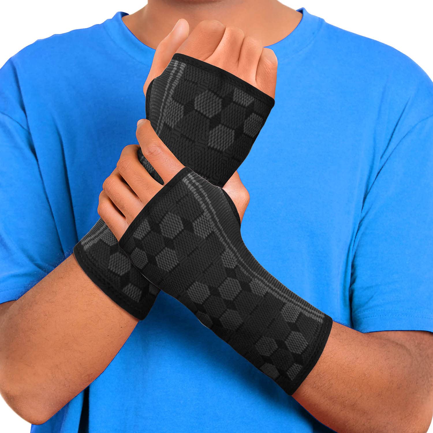 Sparthos Wrist Support Sleeves (Pair) â Medical Compression for Carpal Tunnel and Wrist Pain Relief â Wrist Brace for Men and Women (Medium, Midnight Black)
