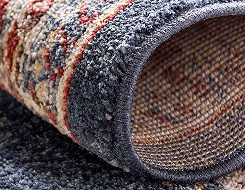 Unique Loom Utopia Collection Traditional Classic Vintage Inspired Area Rug with Warm Hues, 7' 1" x 10' Rectangle, Dark Blue/Beige