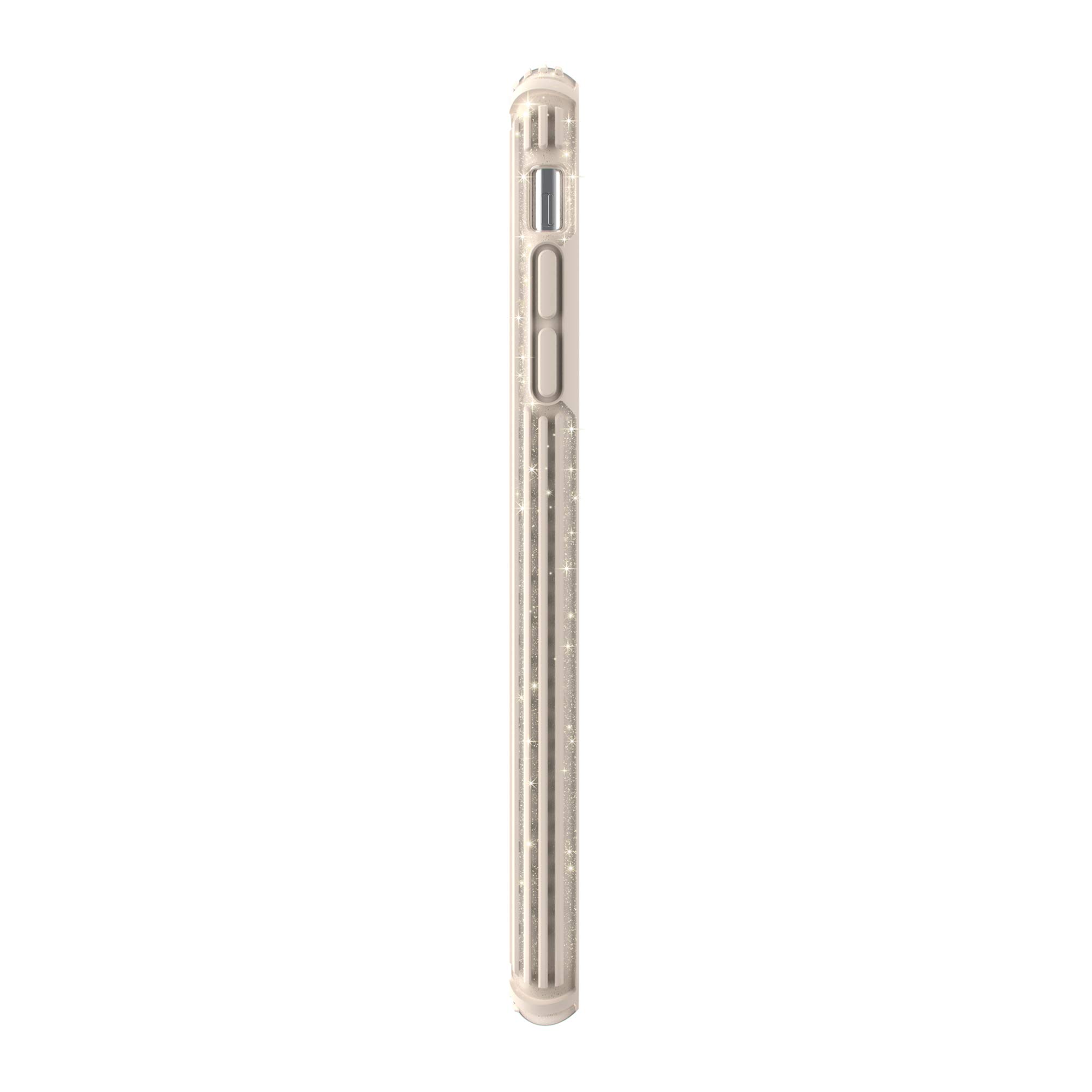 Speck Products Presidio V-Grip iPhone Xs Max Case, Clear with Gold Glitter/Calfskin Brown (120255-7730)