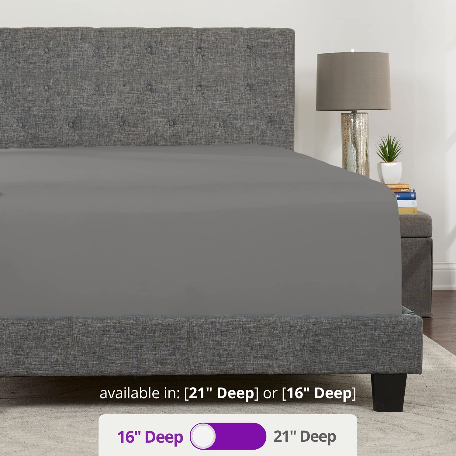 Twin XL Fitted Sheet – Twin XL Fitted Sheets Only 1 Pack Twin XL Sheet Adjustable Bed Sheets Twin XL 16 Inch – XL Twin Fitted Sheet Premium Soft Fitted Sheet Twin XL Fits 14” – 17” Inches – Grey