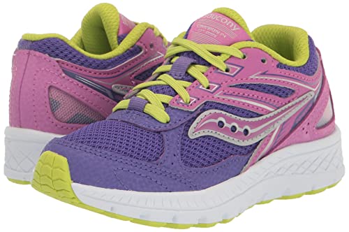 Saucony Cohesion 14 Lace to Toe Sneaker, Purple/Green, 2.5 US Unisex Big Kid