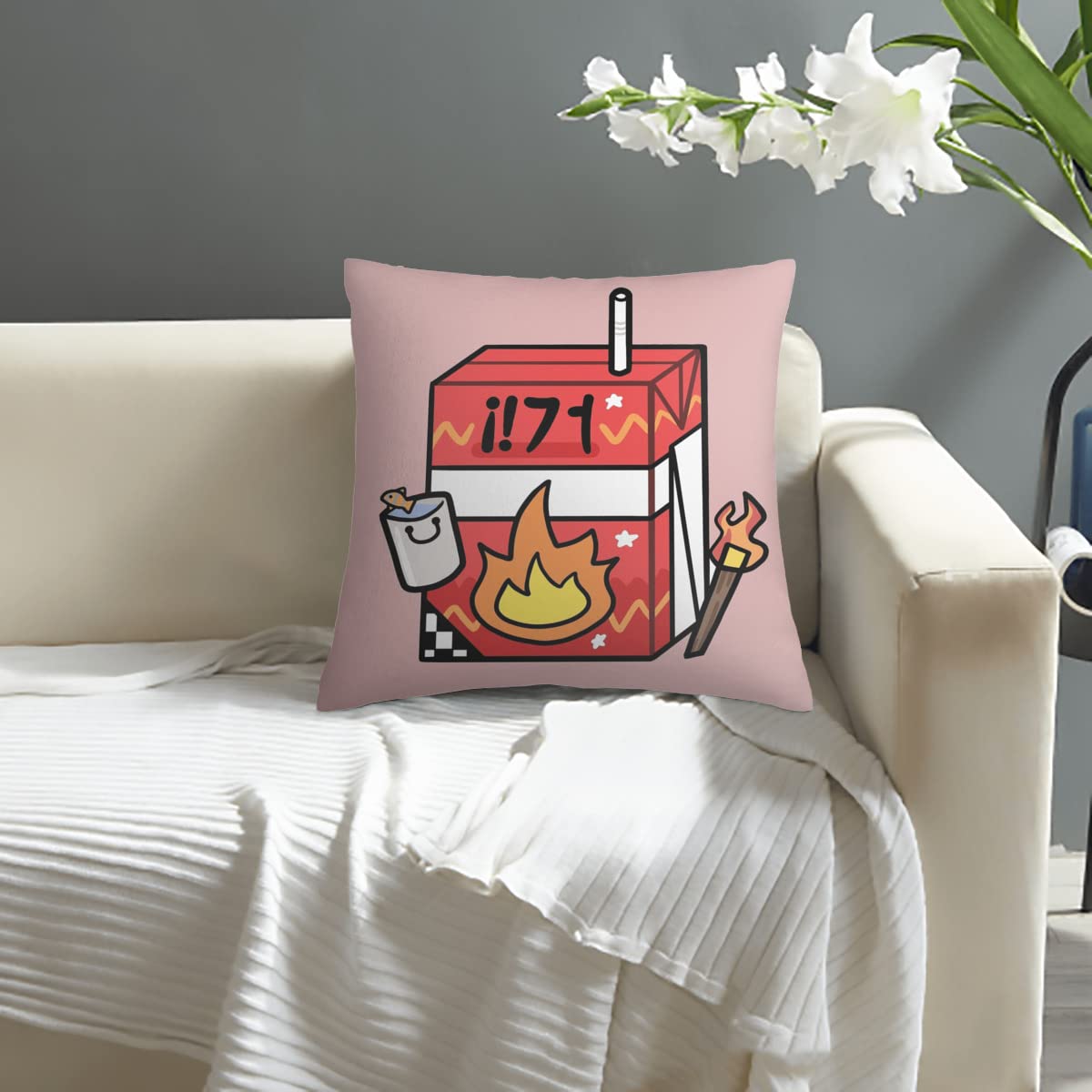 Sapnap Juice Box Velvet Throw Pillow Covers Sofa Pillowcase Car Square Throw Pillowcases Home Decoration Game 18in*18in