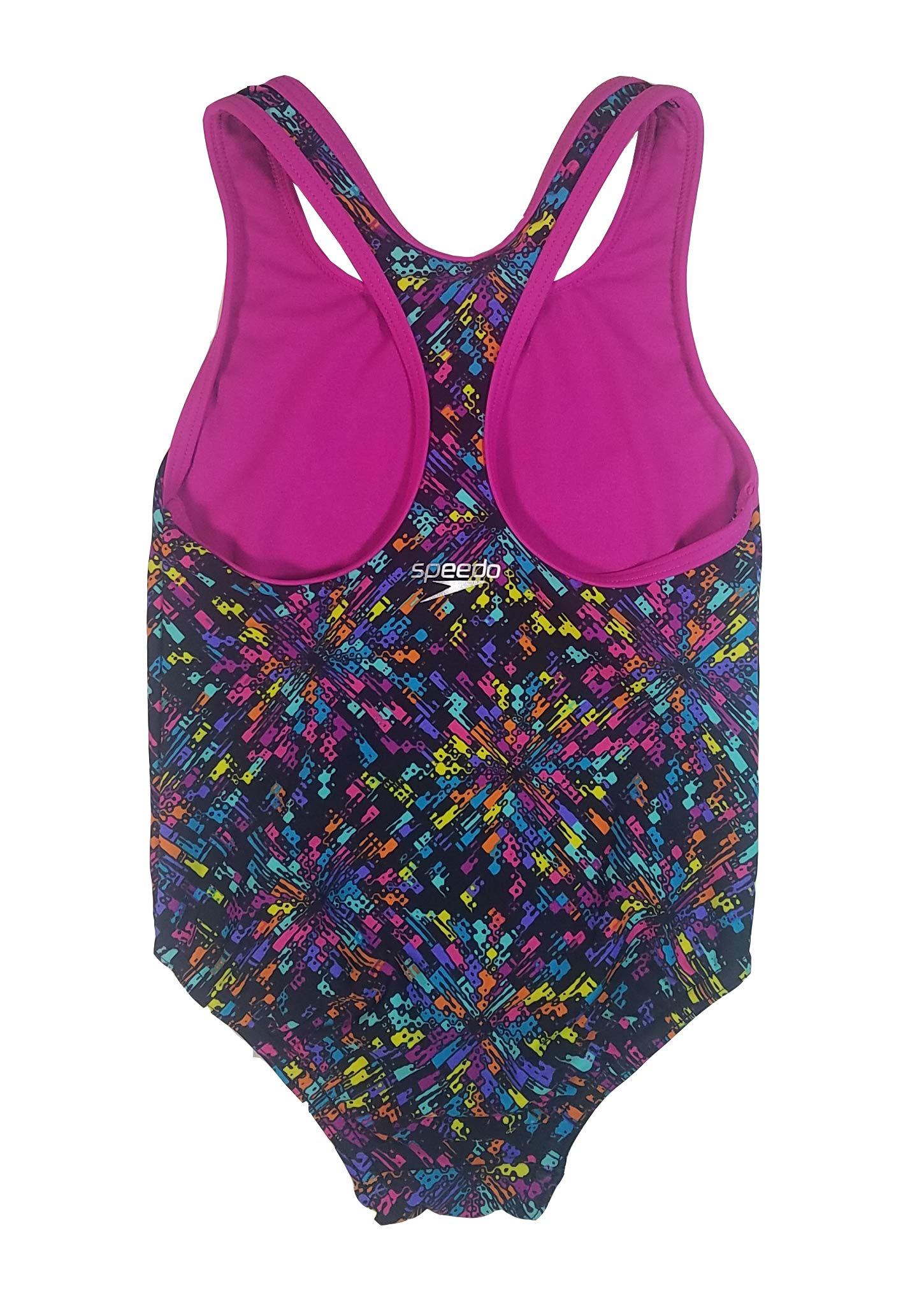 Speedo Big Girls' Youth Solid Splice Cross-Back One-Piece Swimsuit (Multicolor, 14)