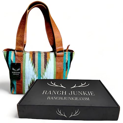 Southwestern Handwoven Wool Leather Boho Tote Purse Western Handbag (Aspen)