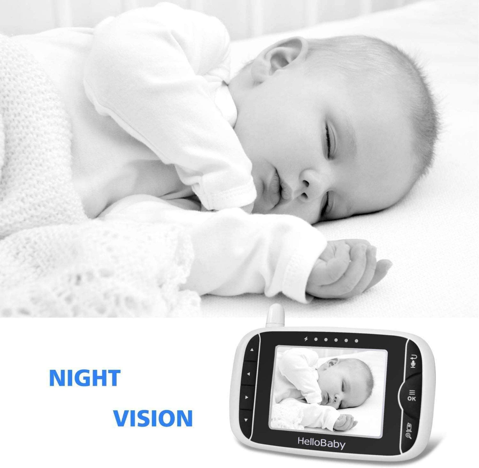 Video Baby Monitor with Camera and Audio | Keep Babies Nursery with Night Vision, Talk Back, Room Temperature, Lullabies, 960ft Range and Long Battery Life