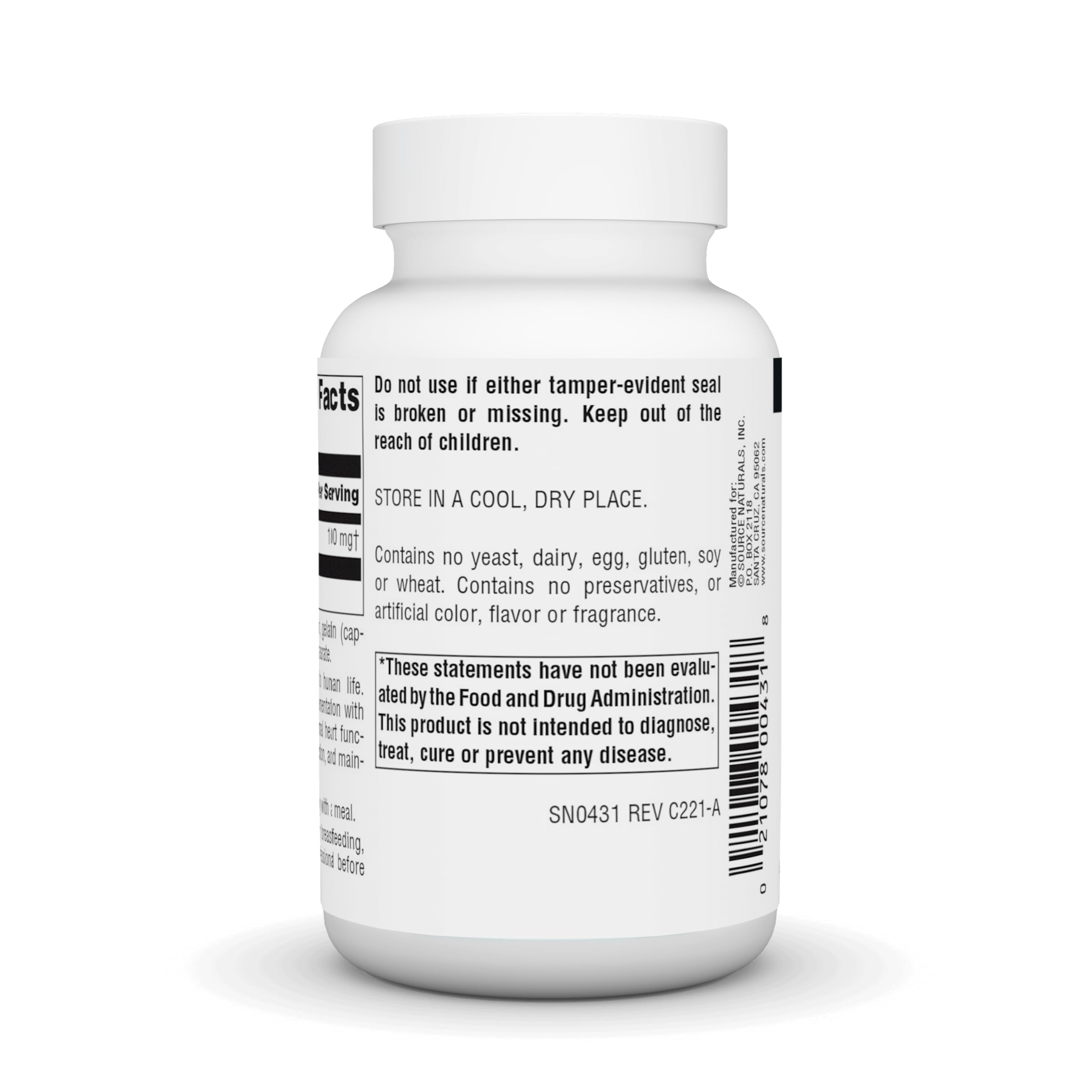 Source Natural Coenzyme Q10 Antioxidant Support 100 mg For Heart, Brain, Immunity, & Liver Support - 90 Capsules