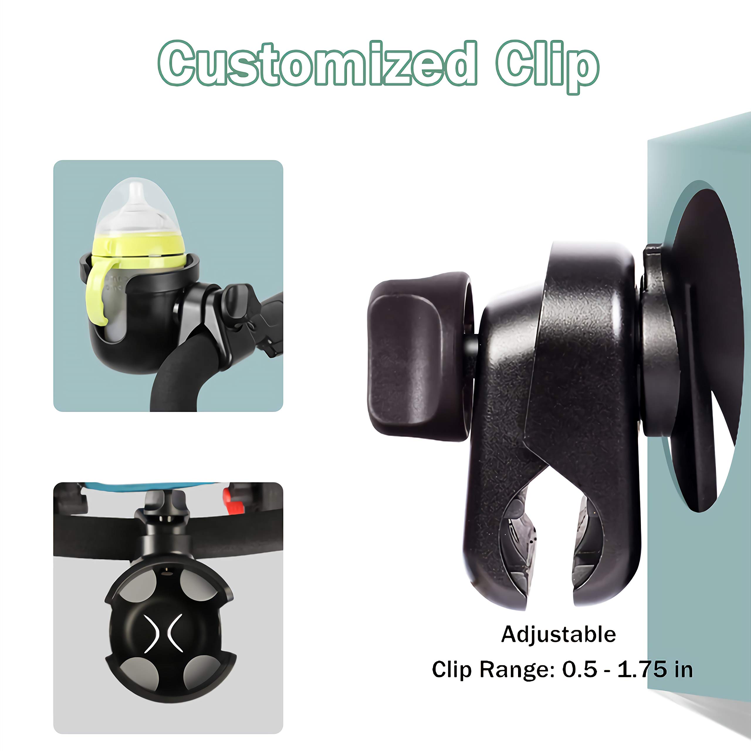 Universal Cup Holder with a Hook LANEYLI Stroller Cup Holder Bike Bottle Holder Large Caliber Designed 360 Degrees Rotation Fit for Baby Stroller, Bicycle, Wheelchair, Walker, Trolleys