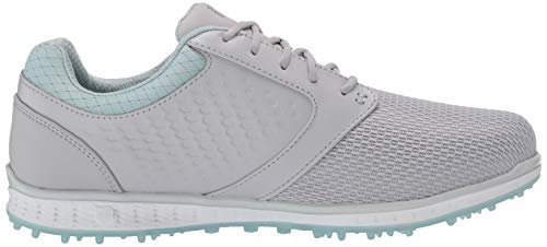 Skechers Women's Go Elite 3 Grand Relaxed Fit Spikeless Waterproof Golf Shoe, Gray/Mint, 6 M US