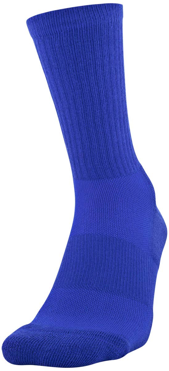 Under Armour Adult Game and Practice Crew Socks, 2-Pairs , Royal/Caspian , Medium