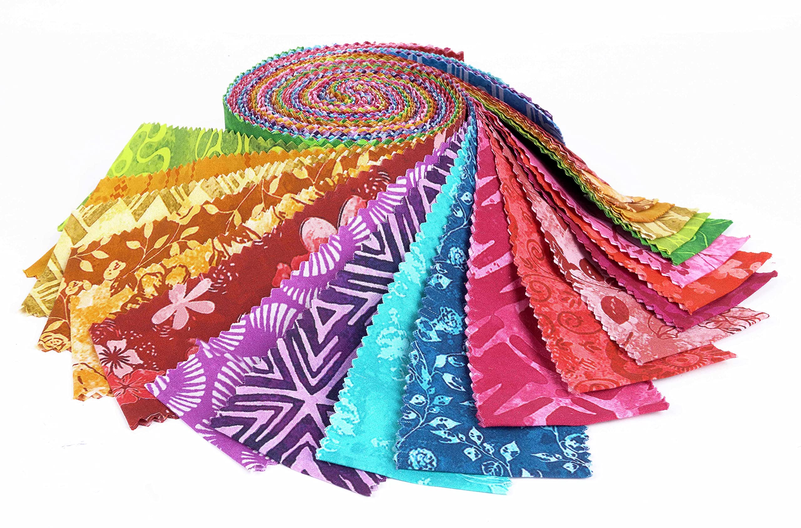 Soimoi 40Pcs Batik Print Cotton Precut Fabrics for Quilting Craft Strips 2.5x42inches Jelly Roll - Red