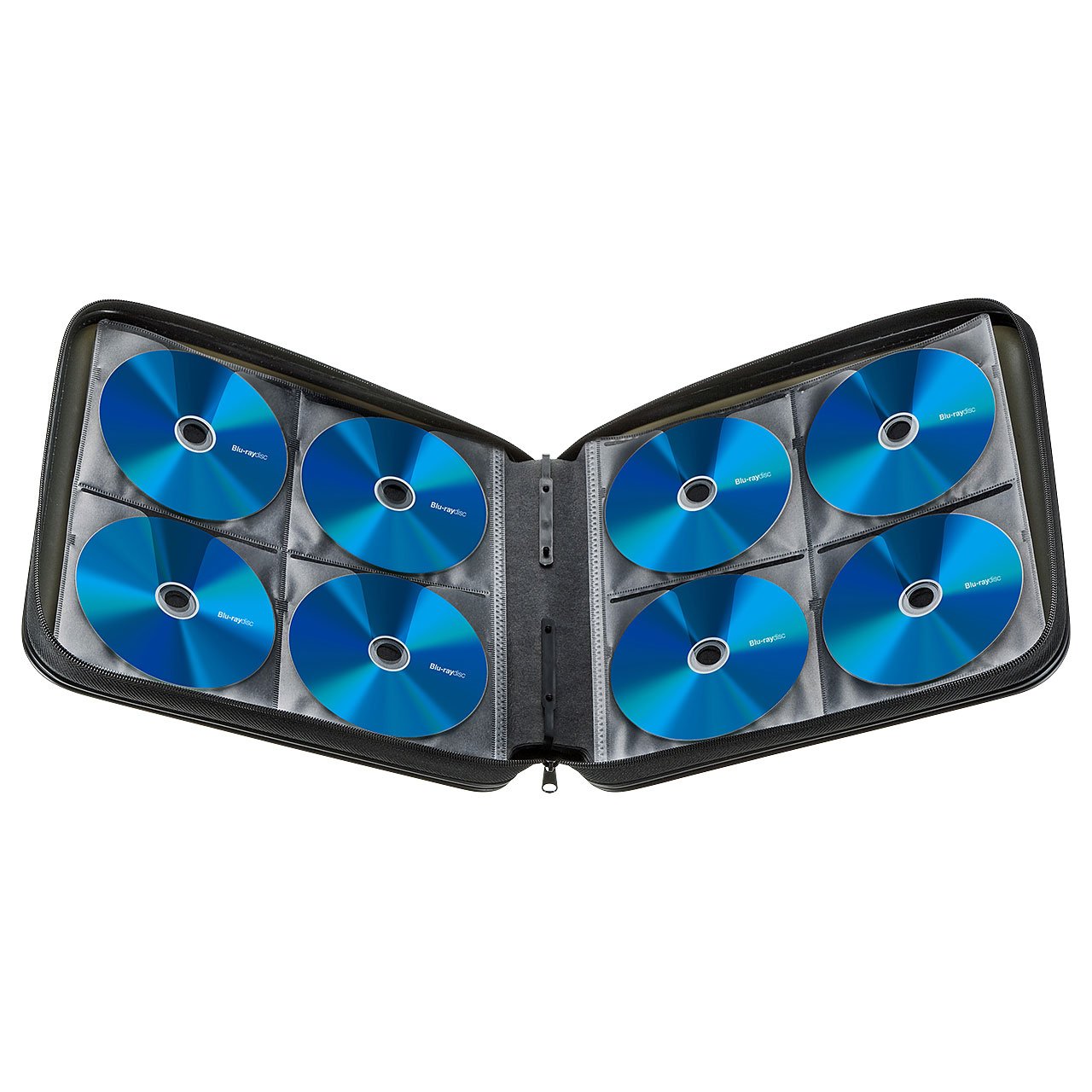 SANWA 160 Capacity CD Case, Large CD Sleeves, Portable DVD VCD Storage Box, Portable Zipper Bag, EVA Protective Blu-ray Wallet with Handle, for Car, Home, Office, Games Disc, Audio Music, Black