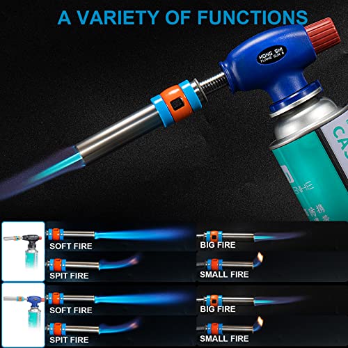 Yqlinnn 2 Pcs Butane Torch Kitchen Blow Lighter, Adjustable Nozzle Direction and Flame Size, Kitchen Torch Lighter Fits All Butane Tanks Ideal for Baking, Barbecue & Camping (Butane Gas Not Included)