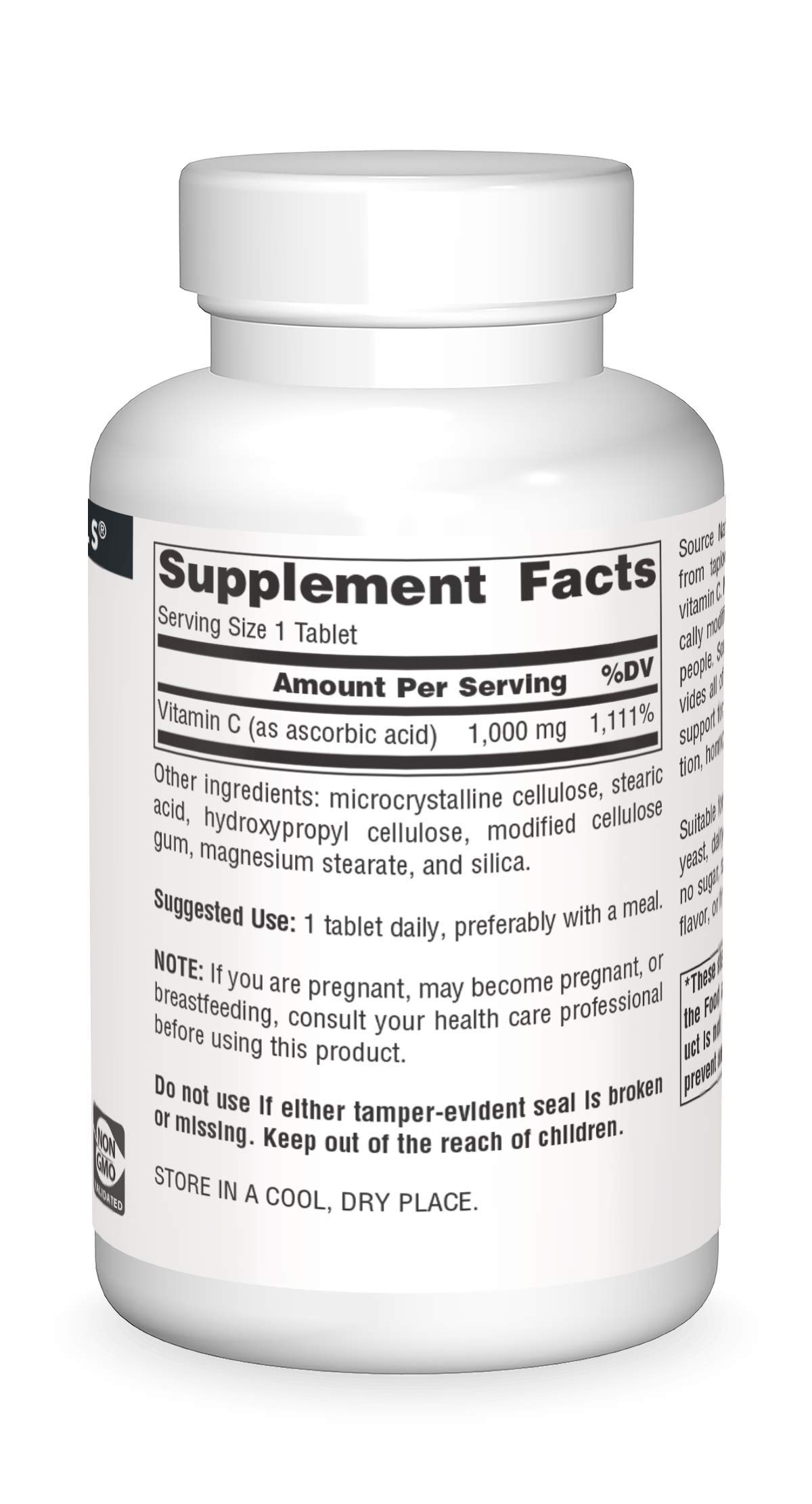 SOURCE NATURALS C Corn Free Non-GMO 1000 Mg Tablet, 60 Count
