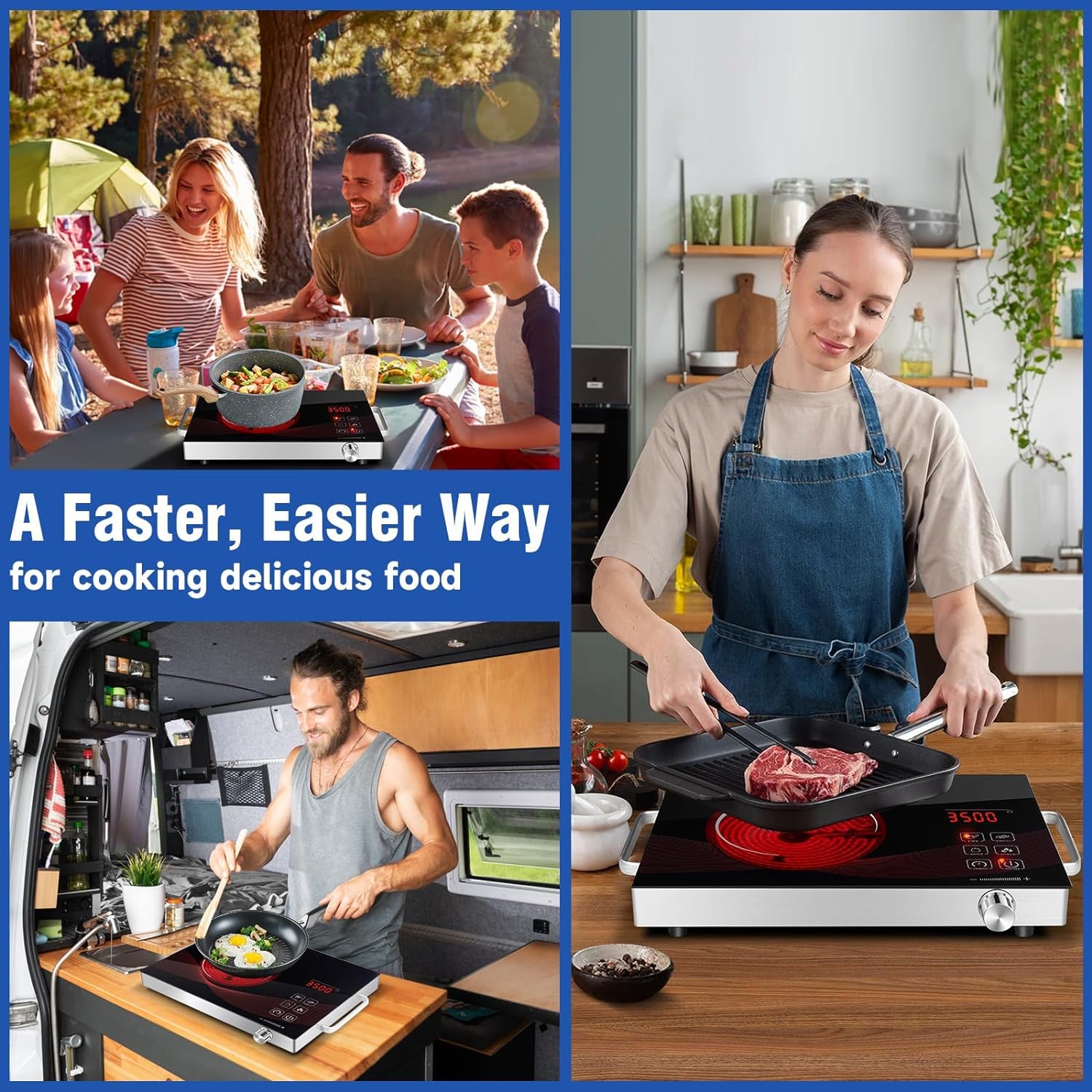 TYEMUI Electric Hot Plate Single Burner for Cooking, Portable Countertop Free Standing Stove Single Burner, 2200 watts Glass Ceramic Cooktop with Timerโฆ