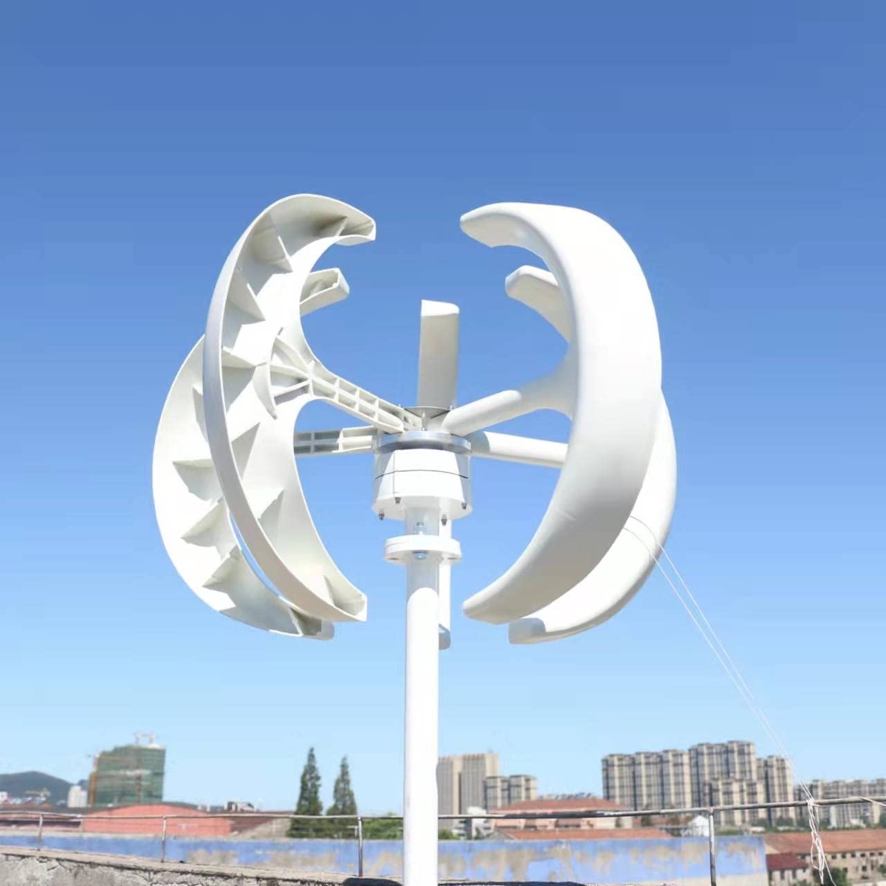 Wind Turbine Generator Kit 1000W Wind Turbine 12v 24v Vertical Axies Wind Generator Small Windmill Energy With MPPT Charge Controller Homeuse for Home Marine Industrial Energy (Color : White, Size :