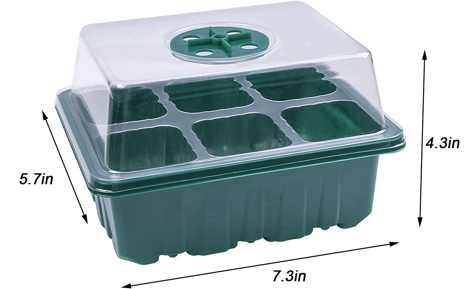 Rigute 5 Packs Seed Starter Tray,60 Cells Seedling Starter Kits,Trays Seed Starter Kit with Humidity Dome,Mini Propagator Plant Grow Kit for Greenhouse Gardens