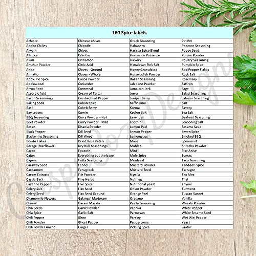 Spice Labels, Waterproof Minimalist Small Spice Jar Decals, Printed Modern Kitchen Herb Organization stickers, Clear Kitchen Pantry labels - Black, White, Silver and Gold (Black, 160 Standard)