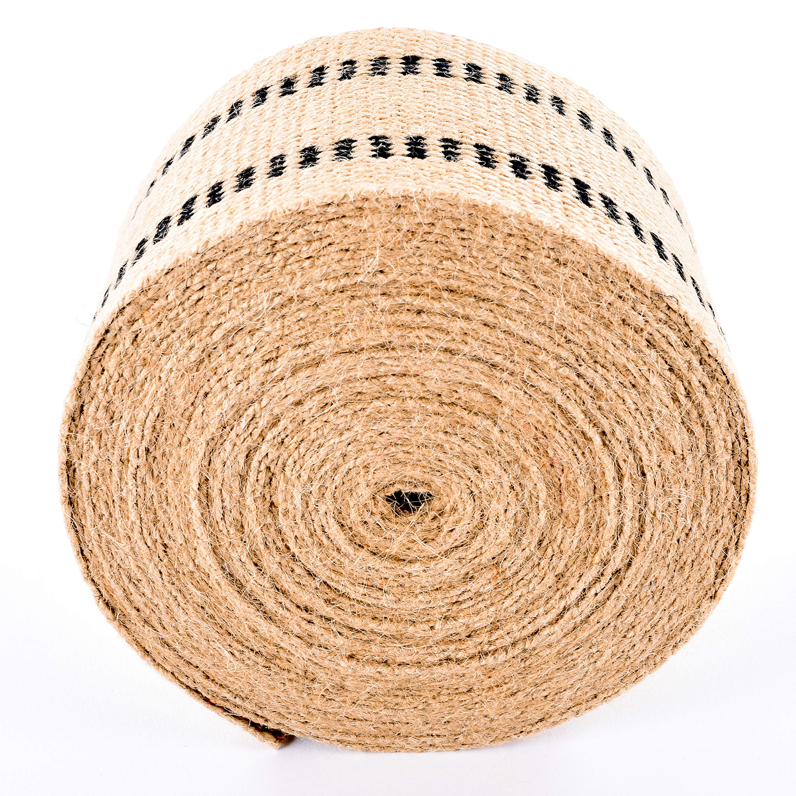 Upholstery/Craft Jute Webbing (Burlap) 3.5 Inches X 10 Yards-Natural W/Black Stripes