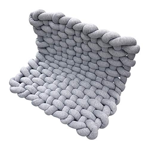Triclicks Knotted Braided Plush Mat, Play Braided Plush Mat, Knotted Floor Mat, Handmade Pure Soft, Knot Braided Plush Mat for Children's Room Decoration&Kindergarten(Gray)