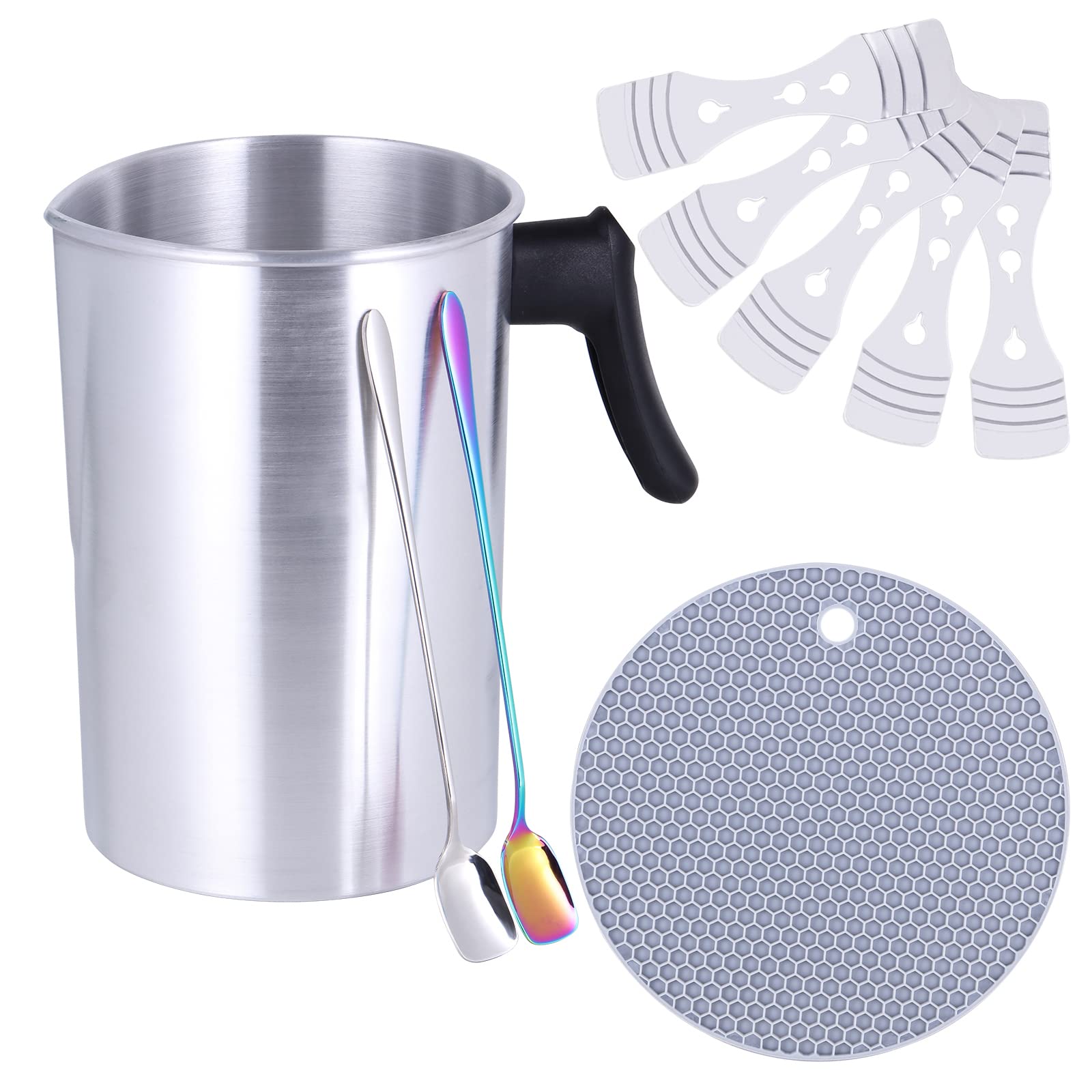 TOKSEO Candle Making Pouring Pot, 4 Pounds DIY Candle Making Kits, Candle Making Pitcher, Aluminum Construction Wax Melting Pot with Dripless Heat-Resisting Handle& Pouring Spout