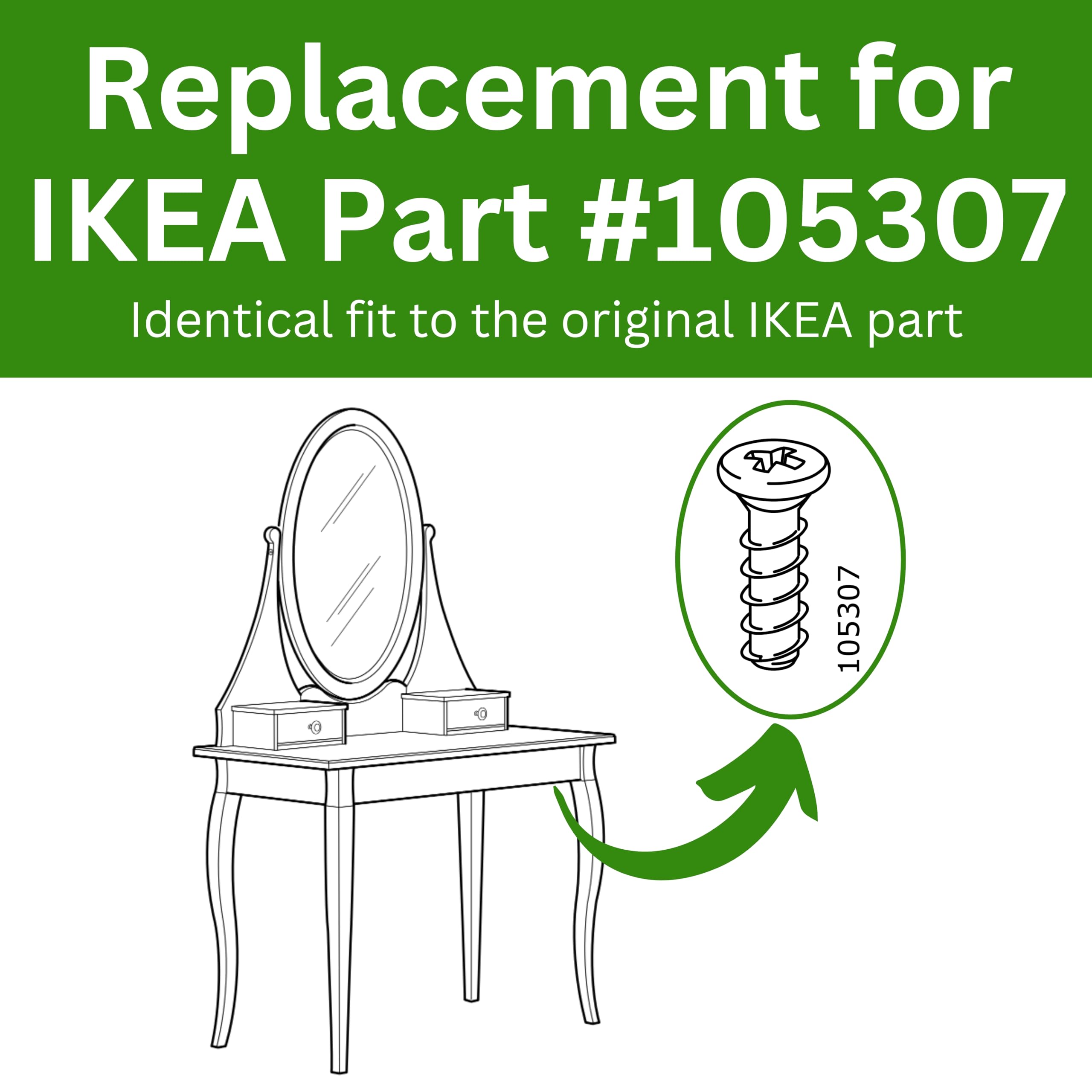 Spare Hardware Parts Bed Frame and Desk Screw (Replacement for IKEA Part #105307) (Pack of 20)