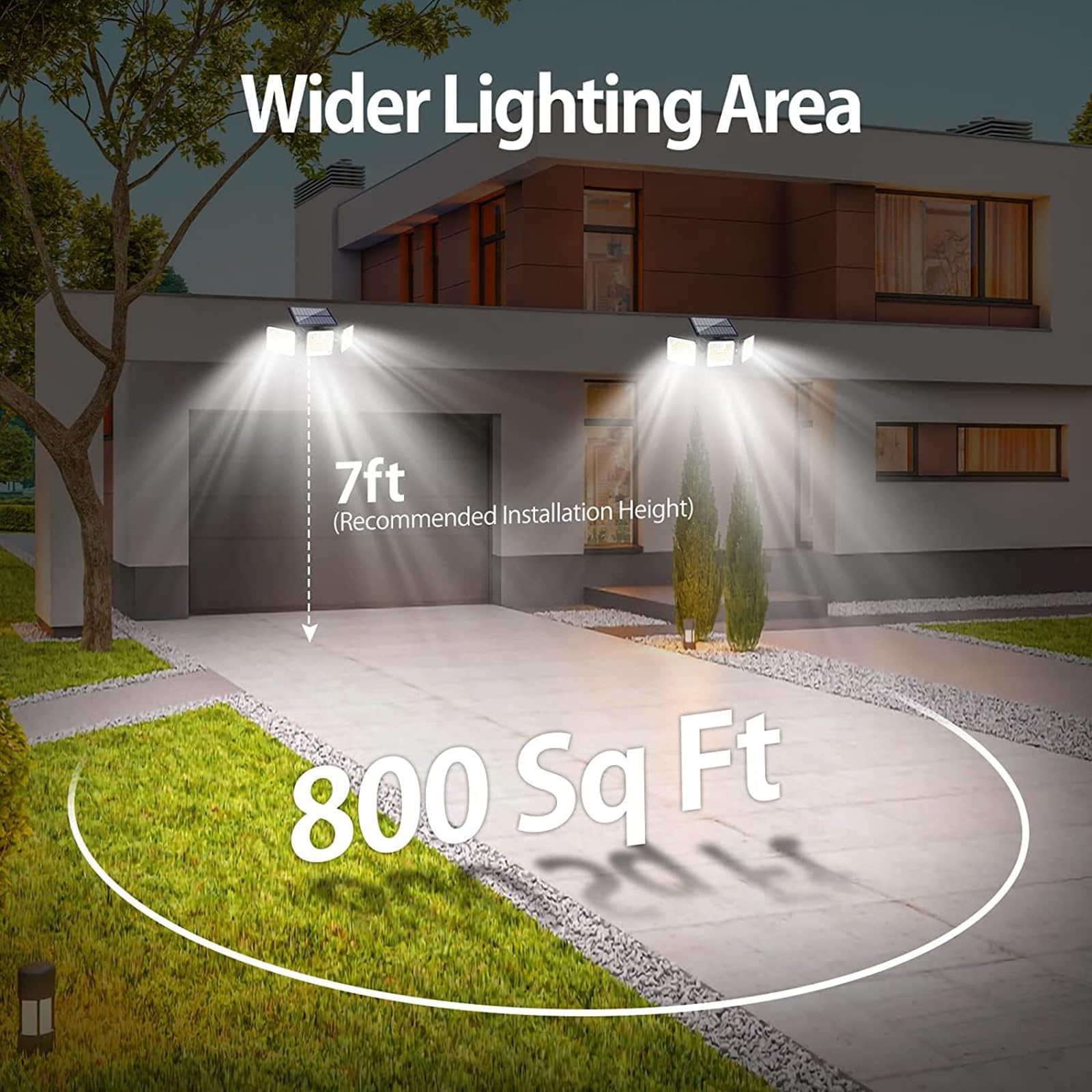 Sunenvoy Solar Lights Outdoor with Motion Sensor, Dual Head Security Lights Solar Powered, 30 LED Flood Light Motion Detected Spotlight for Garage Yard Entryways Patio, IP65 Waterproof