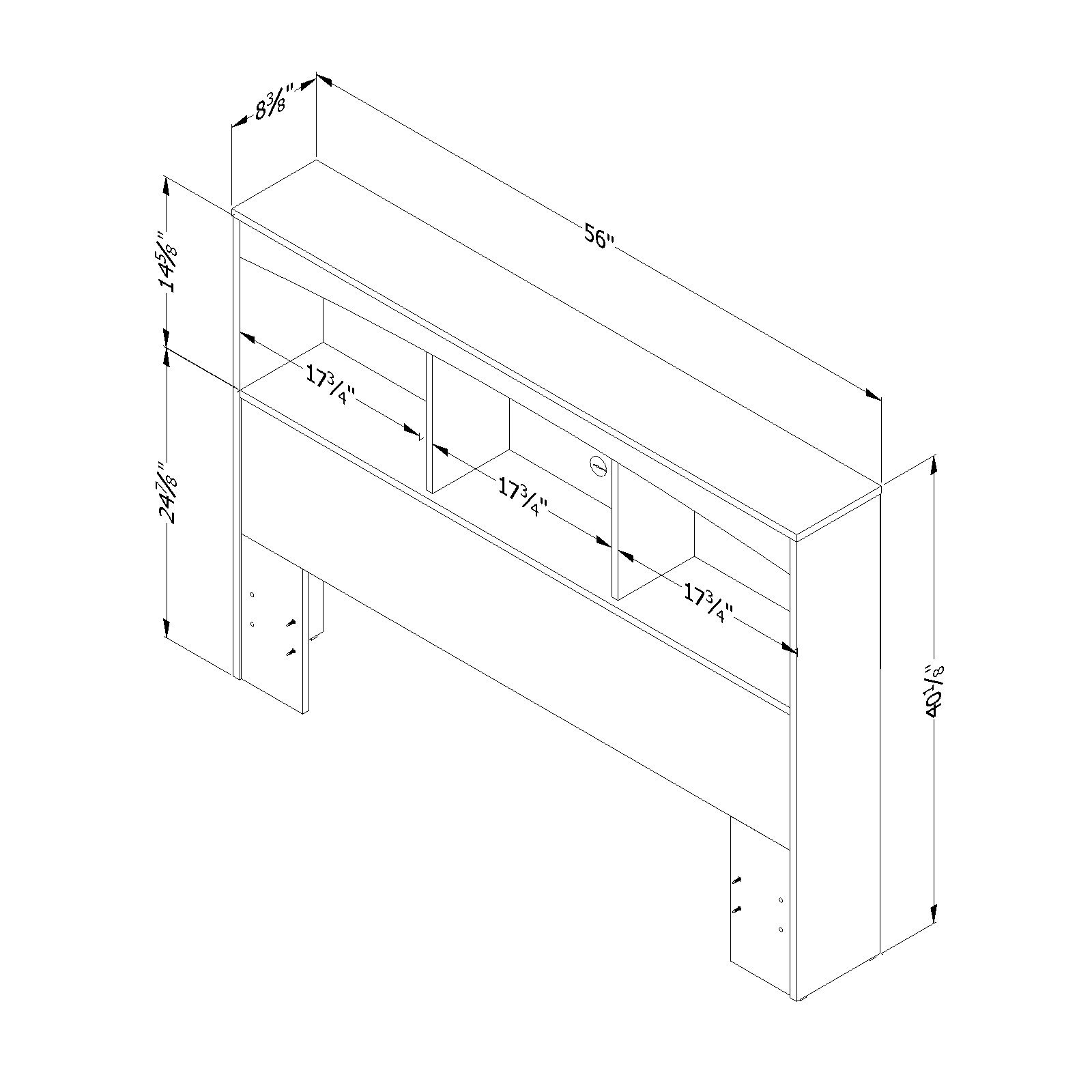 South Shore Step One Bookcase Headboard, Full, Pure White