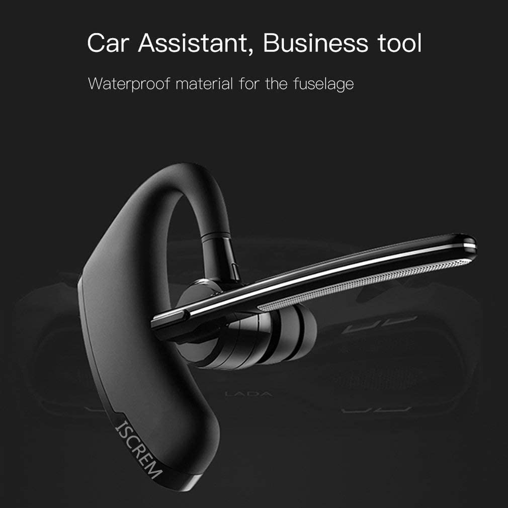 Wireless Bluetooth Headset Earpiece Business Earphones Cell Phones HD Stereo Sweatproof Headsets for Hands Free Workout 10 Hour Battery Noise Cancelling Earbuds